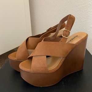 Soda Shoes | Beige Suede Wedges | Poshmark
